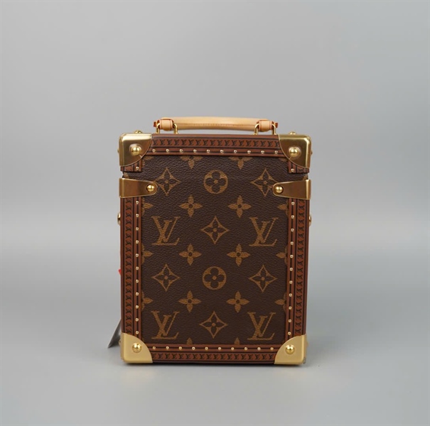 Túi LV Trunk hoa nâu 2 trap có quai cầm sz15 (HC)